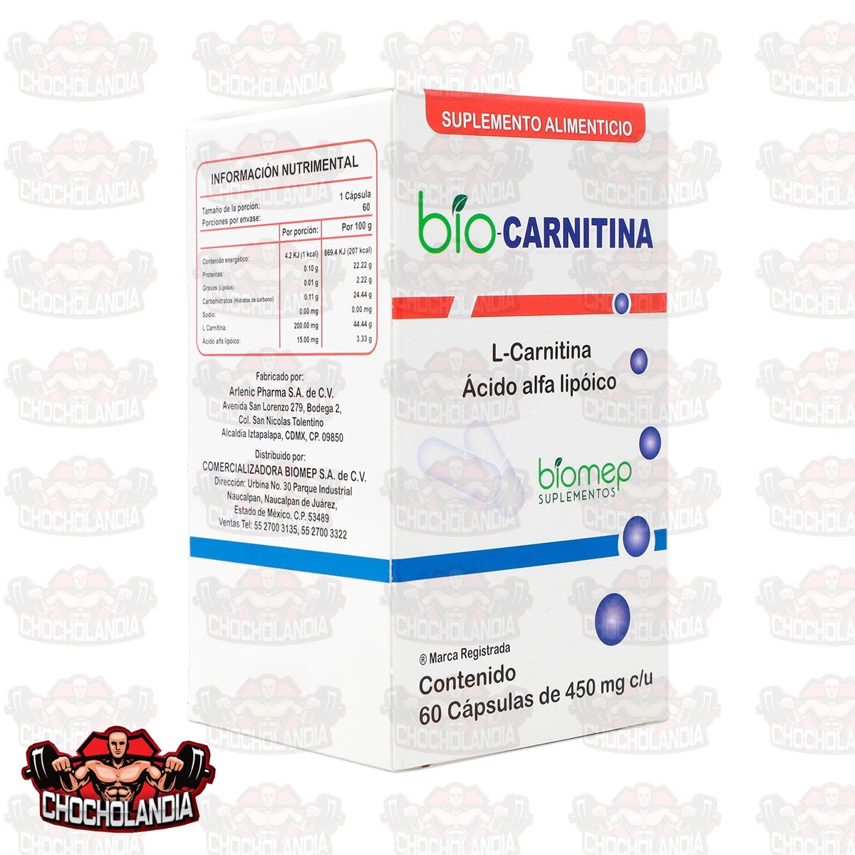 BIO CARNITINA, L-CARNITINA, ACIDO ALFA LIPOICO, 60 CAPSULAS DE 450 MG ...