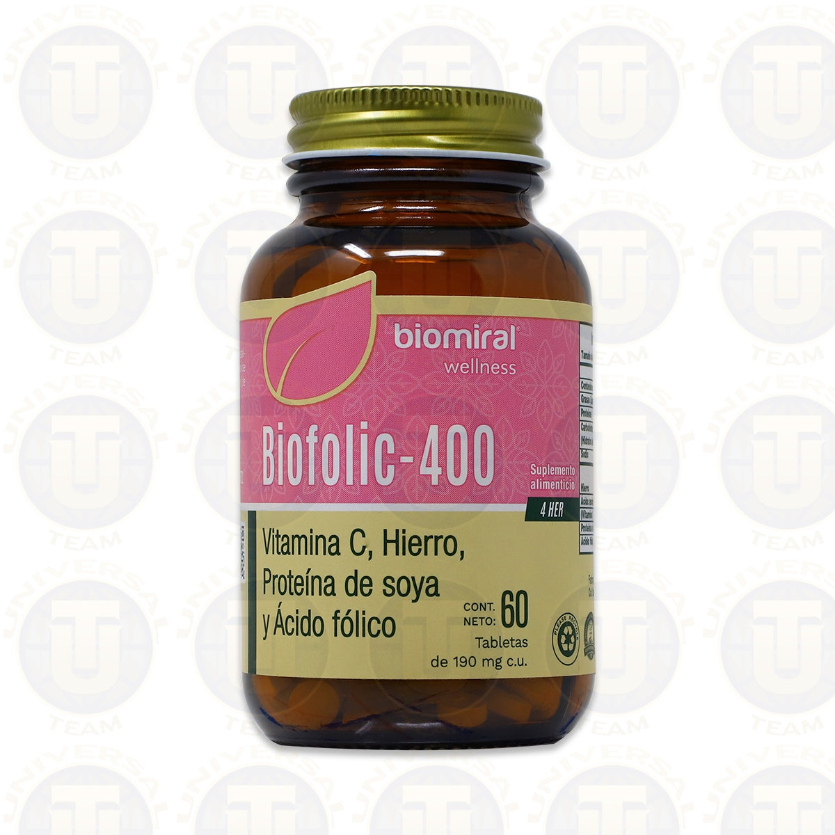 BIOFOLIC 400 , FRASCO CON 60 TABLETAS, BIOMIRAL – Universal Team