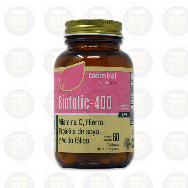 BIOFOLIC 400 , FRASCO CON 60 TABLETAS, BIOMIRAL – Universal Team
