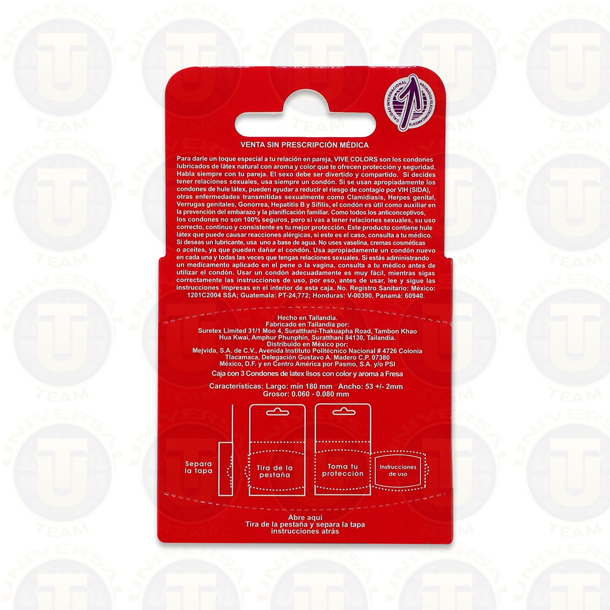 CONDONES VIVE FRESA, 3 CONDONES DE LATEX LISOS, MEJVIDA – Universal Team