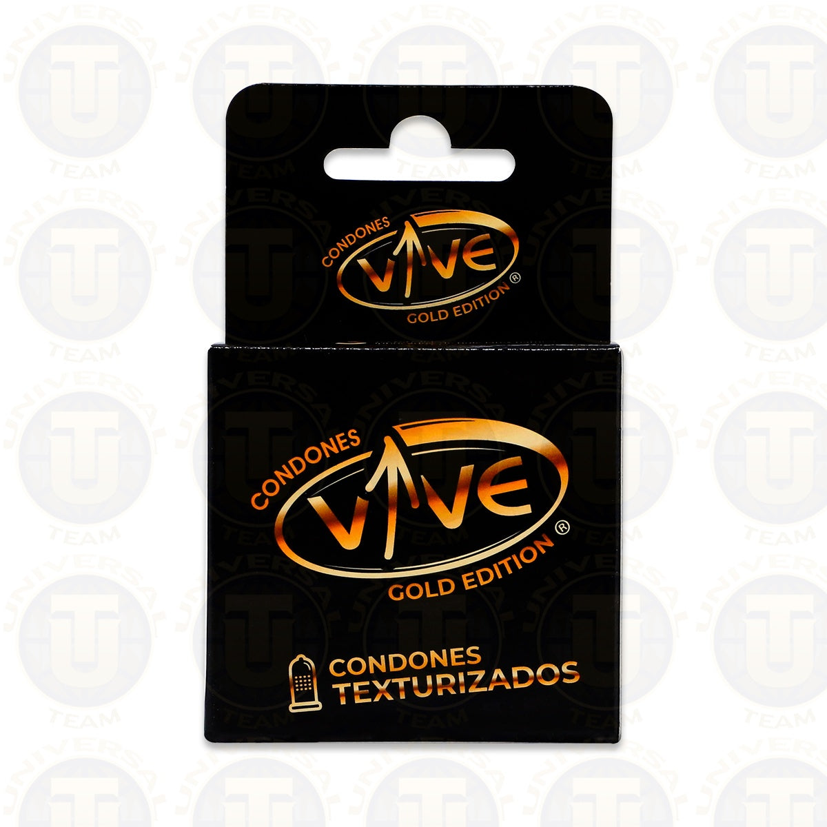 CONDONES VIVE GOLD, 3 CONDONES TEXTURIZADOS LUBRICADOS – Universal Team