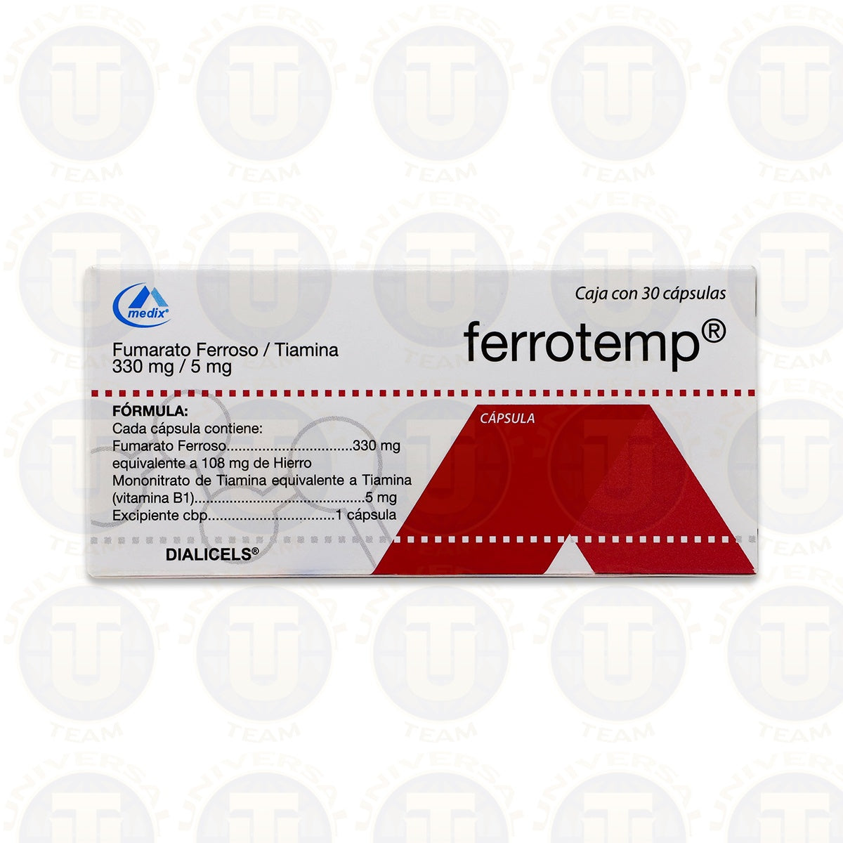 FERROTEMP, CAJA CON 30 CAPSULAS 330 MG / 5 MG, MEDIX – Universal Team