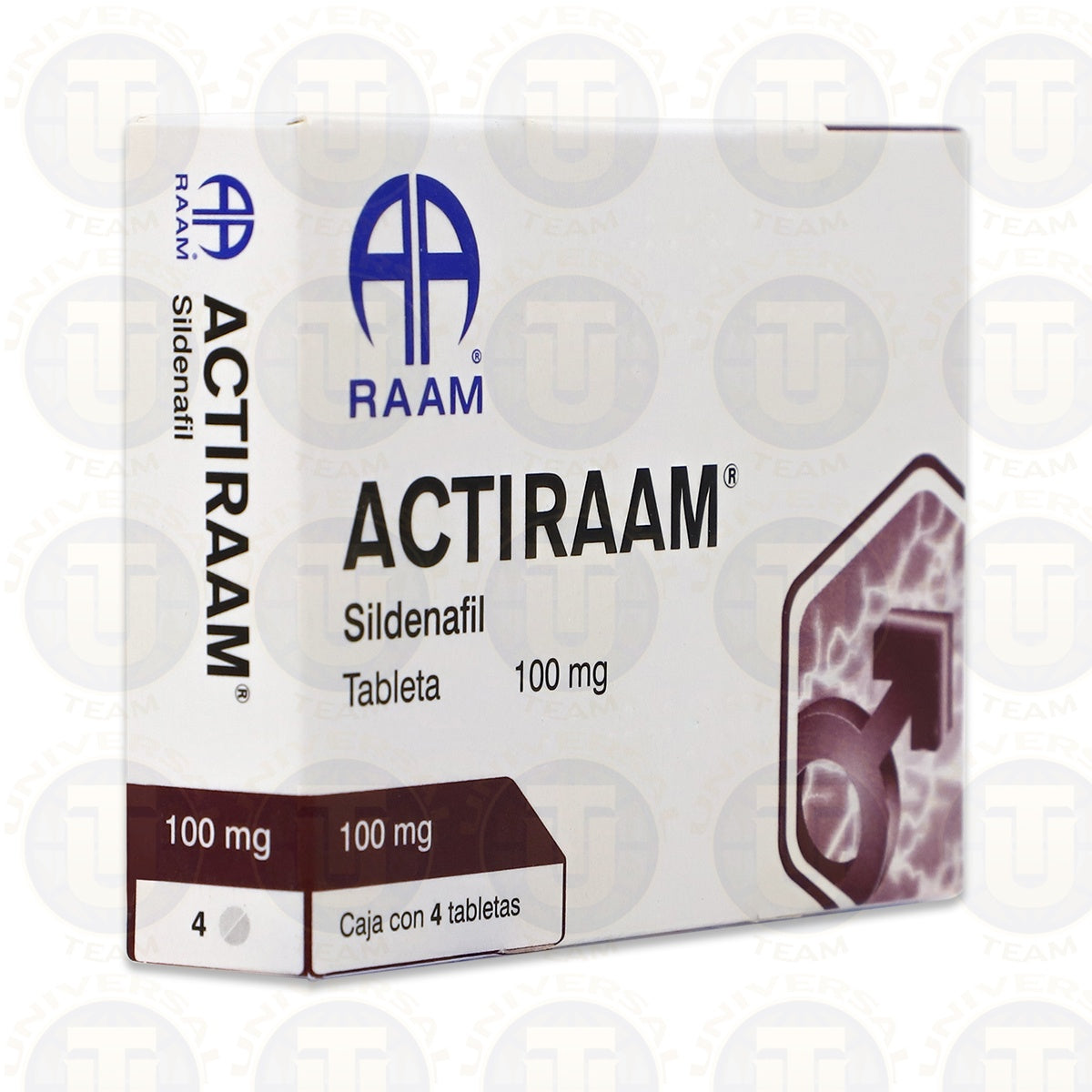SILDENAFIL ACTIRAAM, CAJA CON 4 TABLETAS 100 MG, RAAM – Universal Team