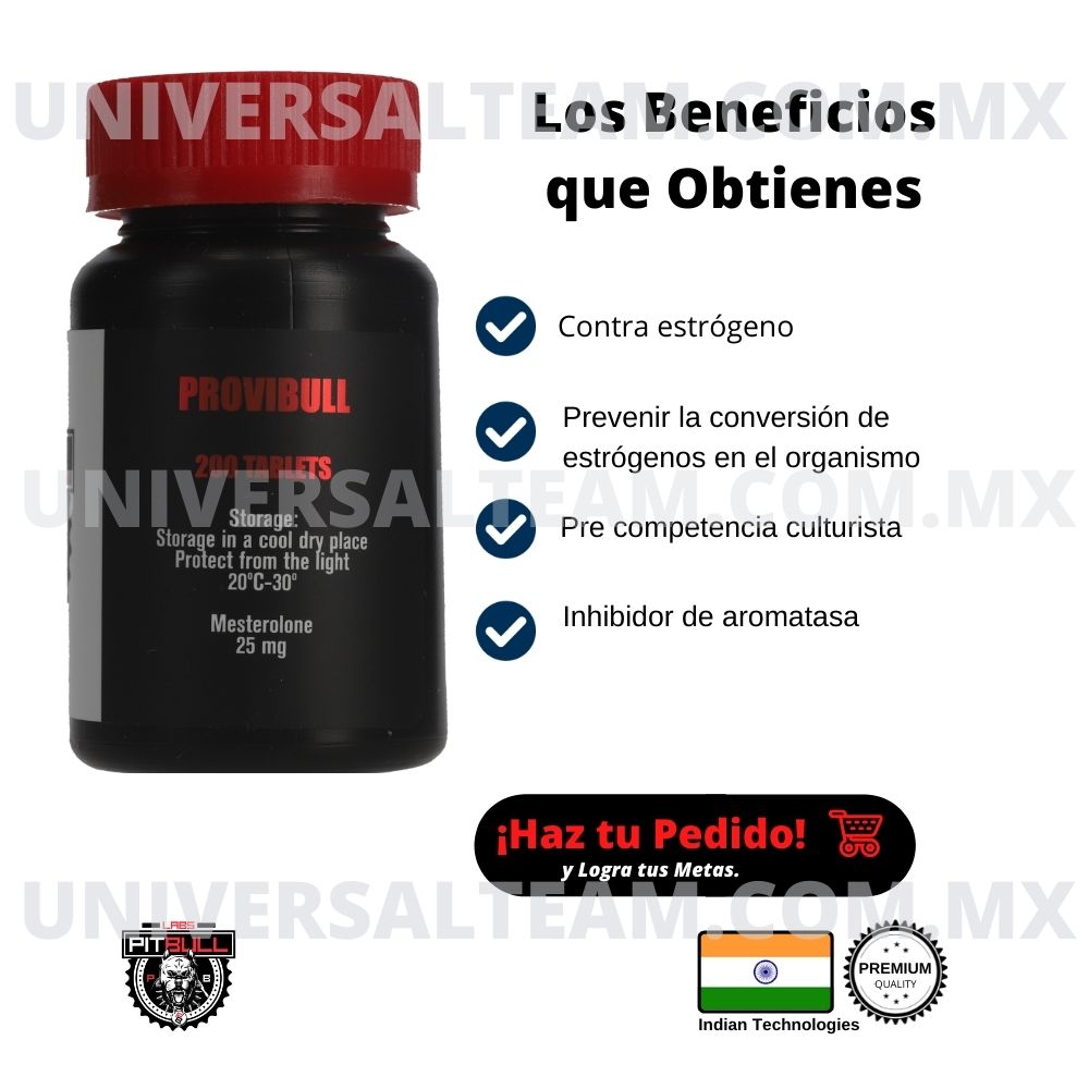 PROVIBULL -25 (Mesterolone) 200 Tabletas/25mg Pitbull Labs – Universal Team